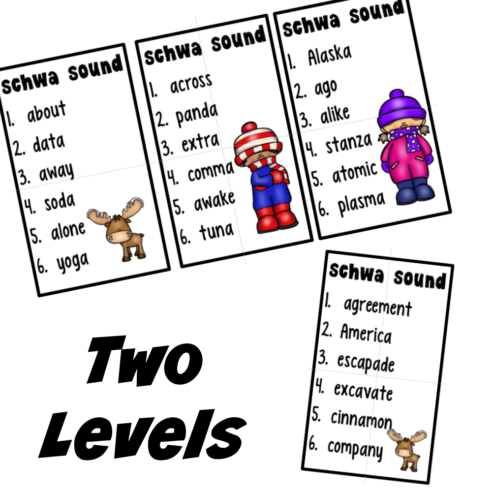 Spelling Words with the Schwa Sound Winter Activity for Kids