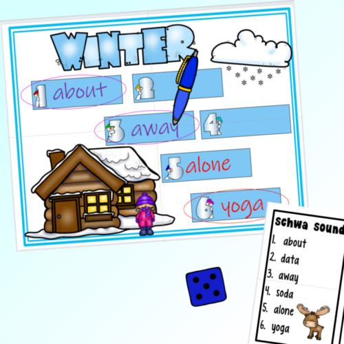 Spelling Words with the Schwa Sound Winter Activity for Kids