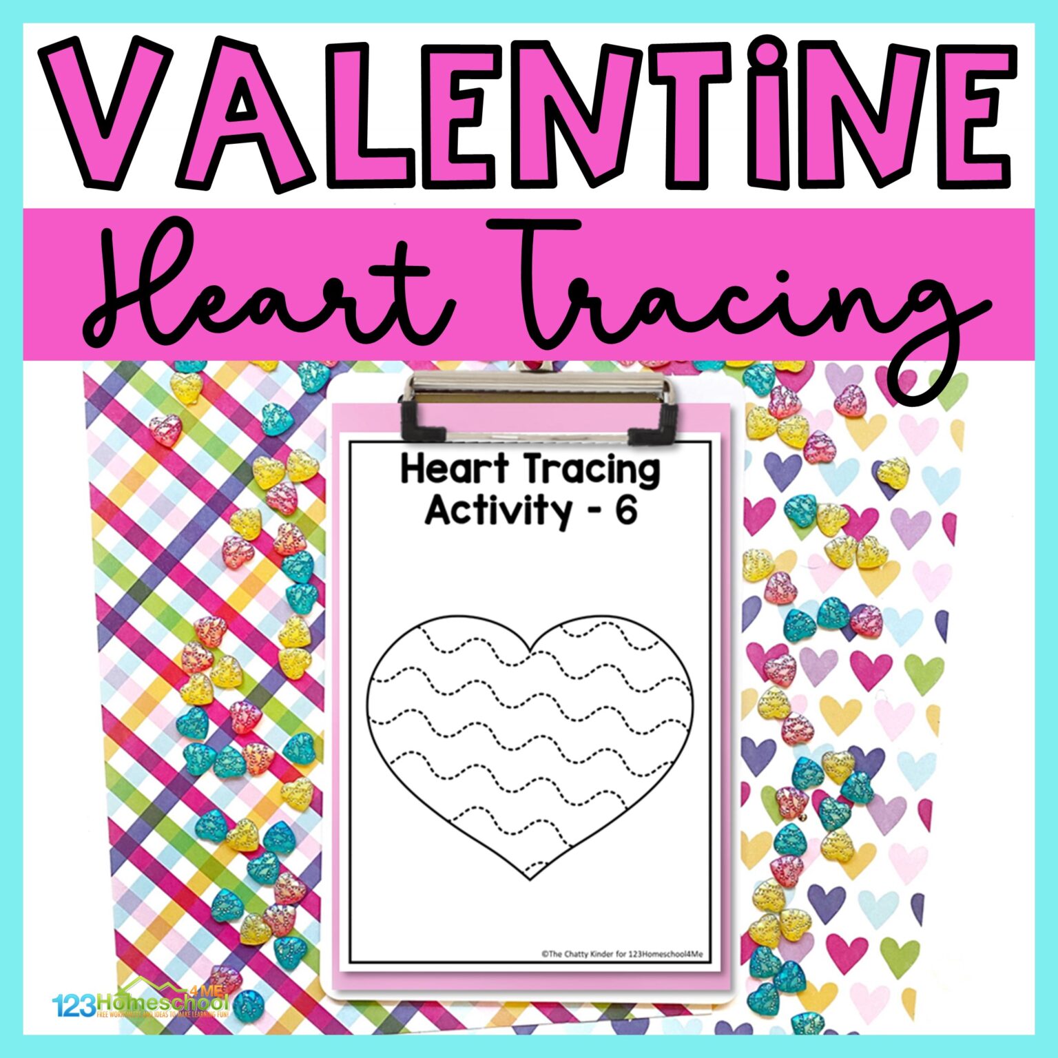 💗 FREE Printable Heart Tracing Worksheet Activity for Preschool