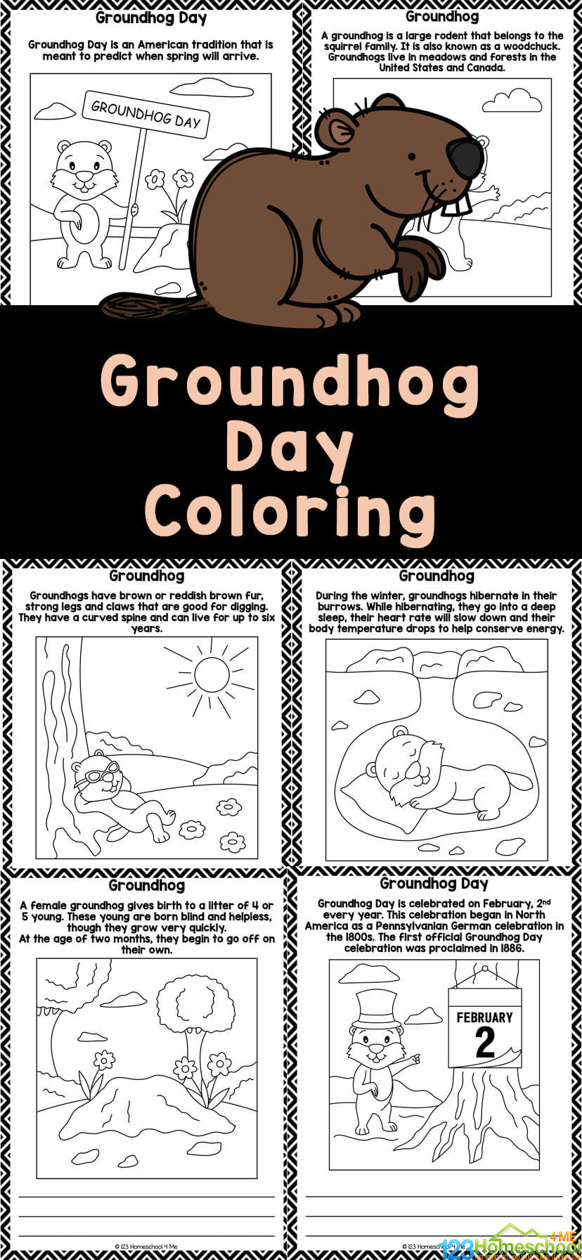 FREE Printable Groundhog Day Coloring Pages