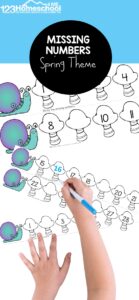 🐌 FREE Spring Snail Missing Numbers Activity for Kindergarten
