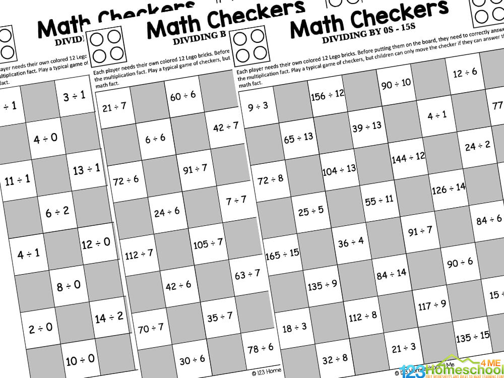 FREE Printable Division Cool Math Games Checkers