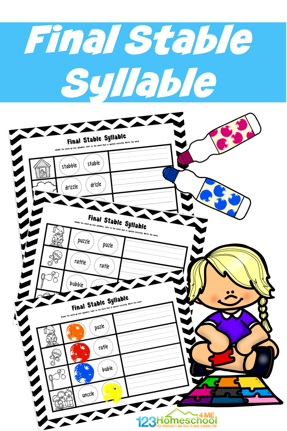 Final Stable Syllable Worksheets