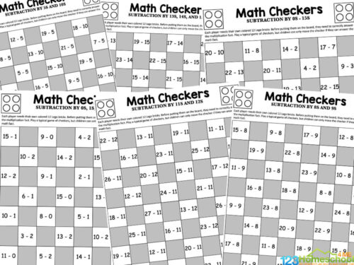FREE Printable Subtraction Checkers Math Game