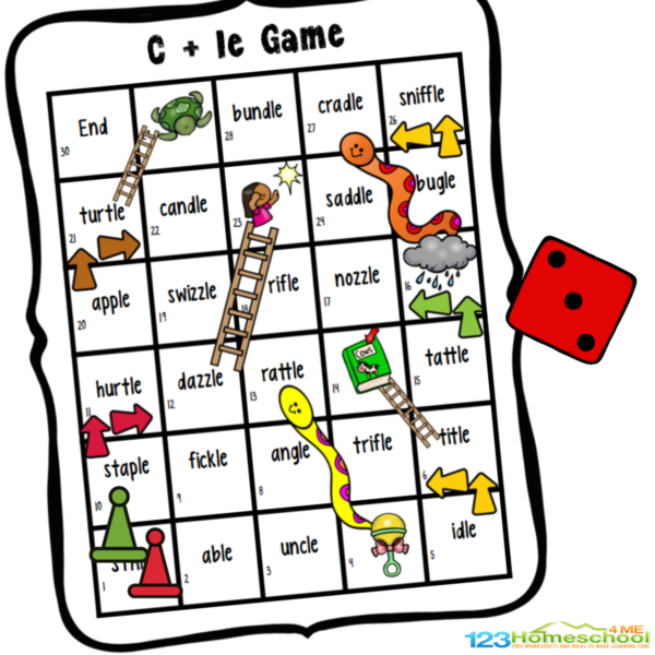 FREE Printable Consonant le Syllable Words Chutes and Ladder Game