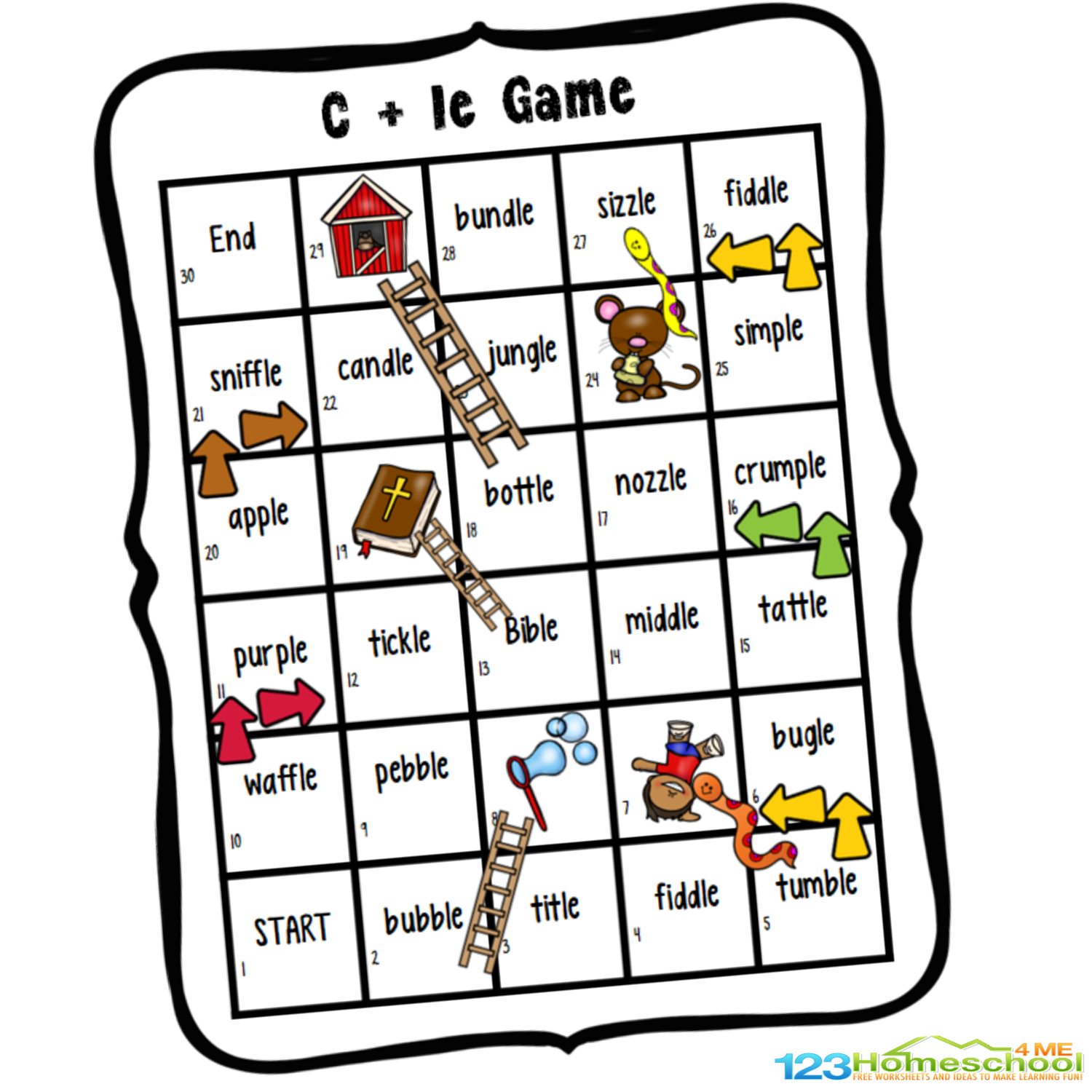 FREE Printable Consonant le Syllable Words Chutes and Ladder Game