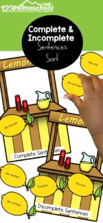 Complete and Incomplete Sentences Activity - Examples to Sort