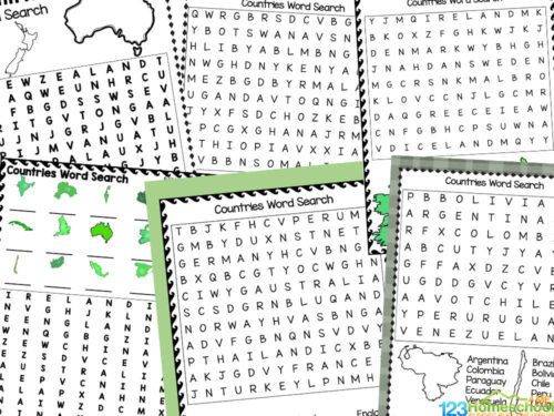 🌎 FREE Printable Countries of the World Word Searches