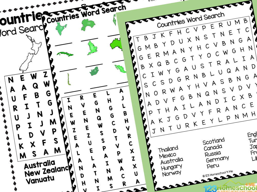 🌎 FREE Printable Countries of the World Word Searches