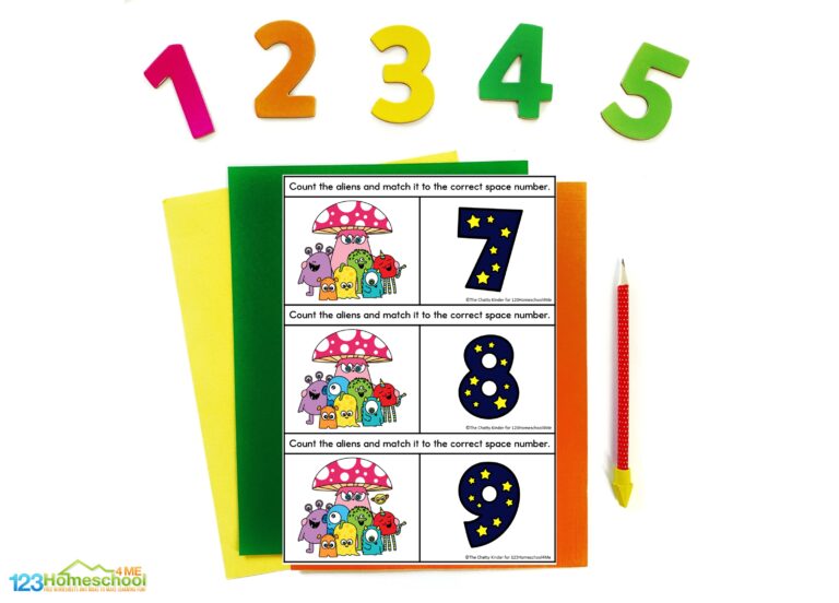 Space Aliens Printable Counting Activity for Preschoolers