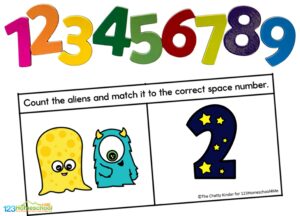 Space Aliens Printable Counting Activity for Preschoolers