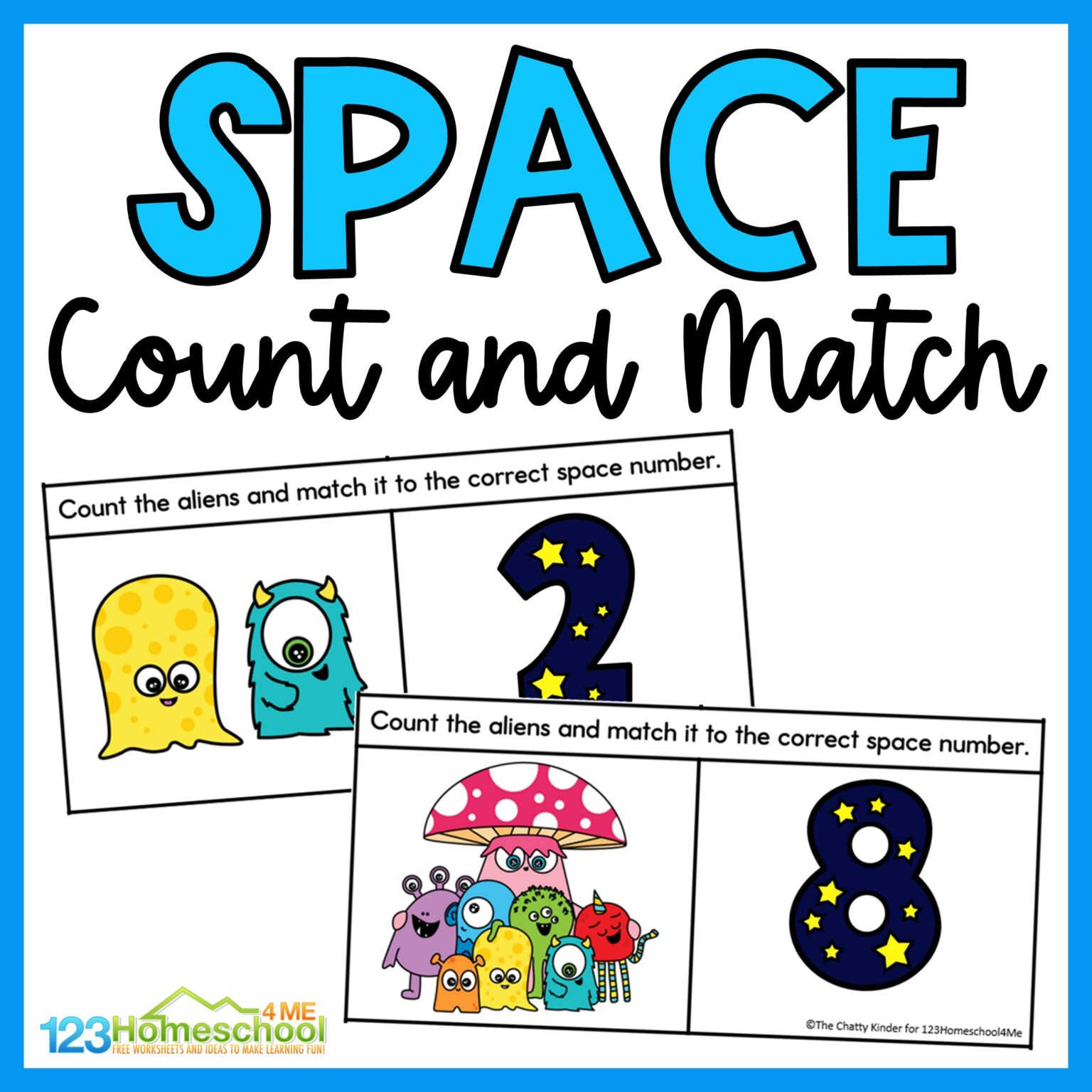 Space Aliens Printable Counting Activity for Preschoolers