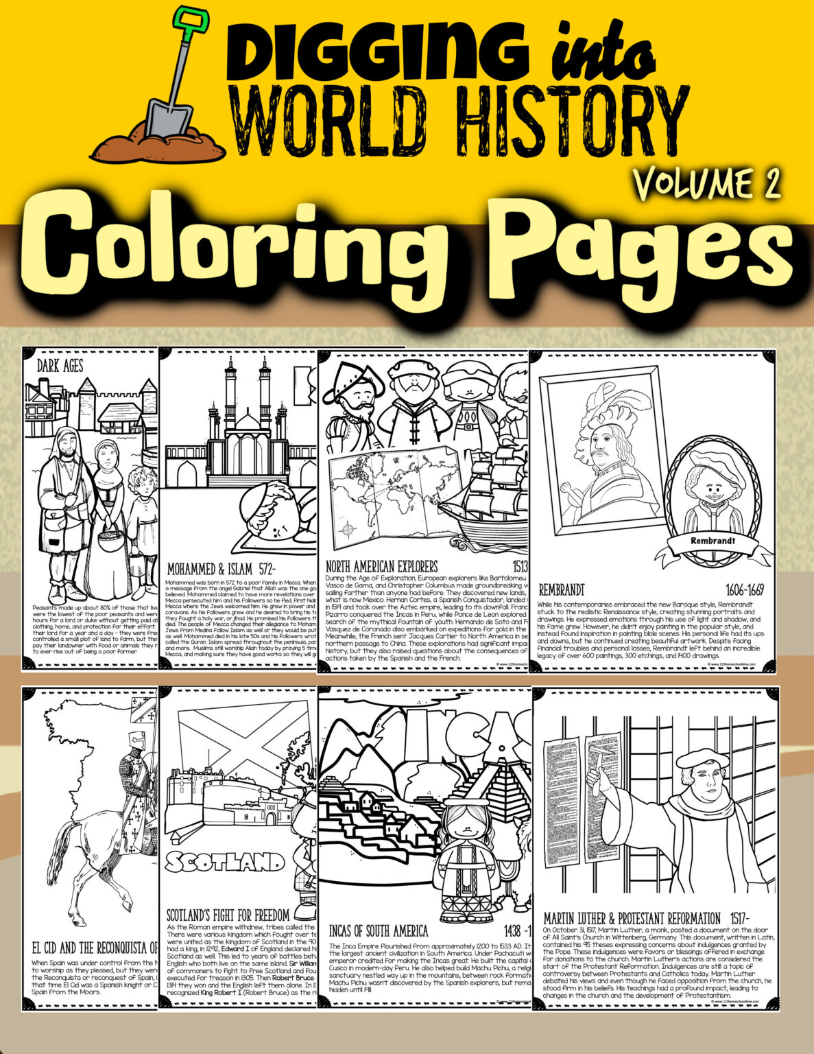World History Coloring Pages Vol. 2 - Dark Ages thru Age of ...