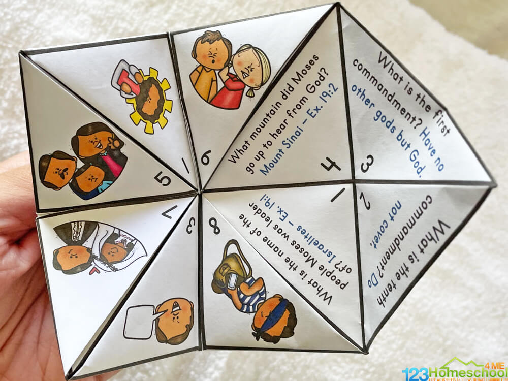 FREE Printable 10 Commandments Cootie Catcher Activity for Kids