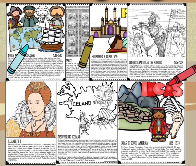 World History Coloring Pages Vol. 2 - Dark Ages thru Age of ...