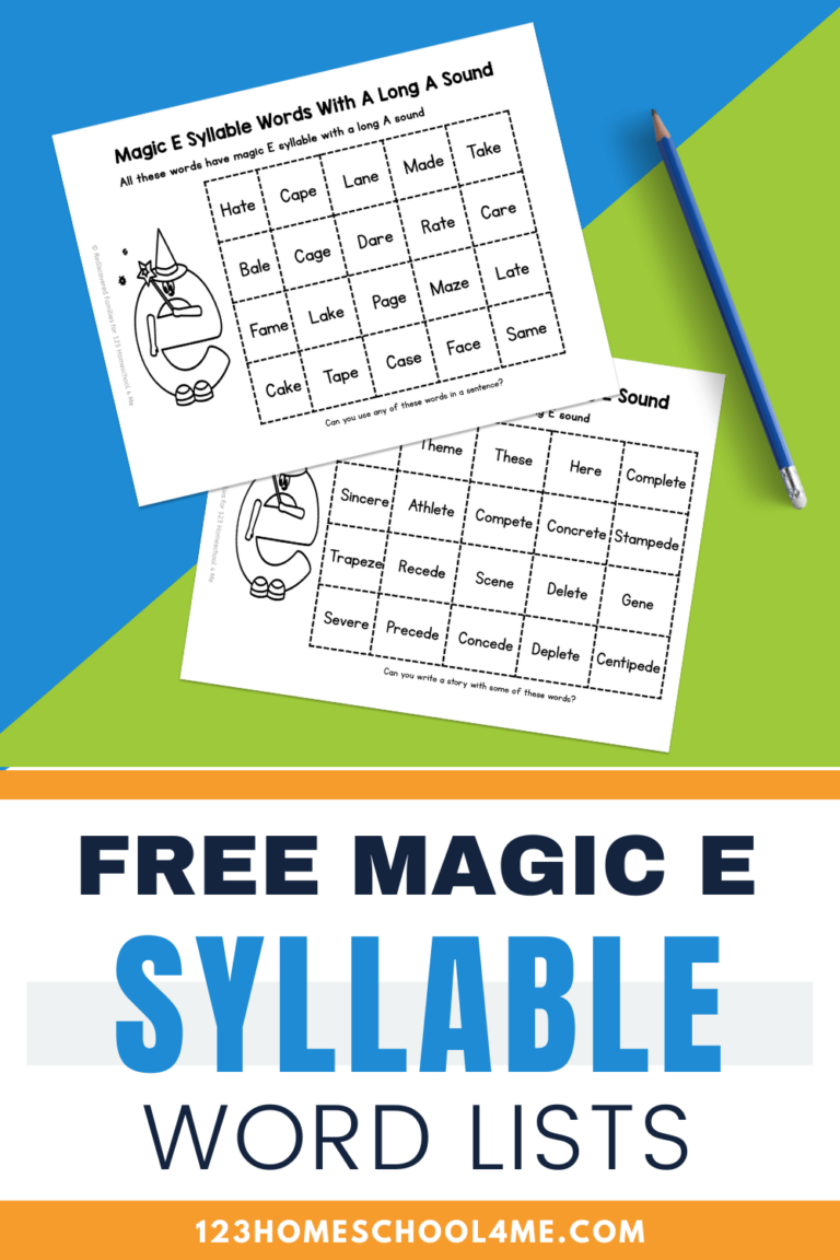 Magic E Syllable Word Lists (Free Printable)