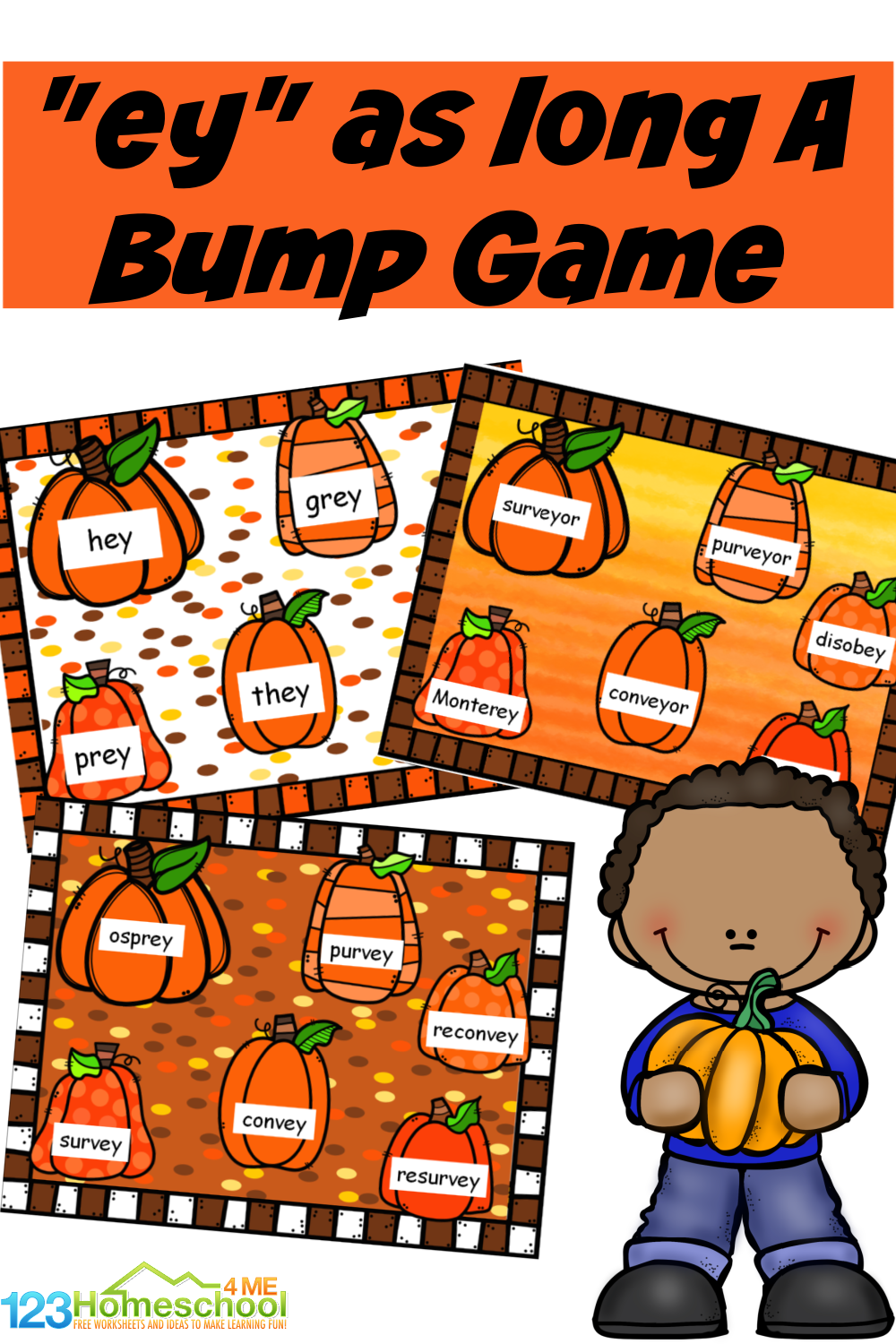 Pumpkin Long A Sound Game with Phonics ey Vowel Team