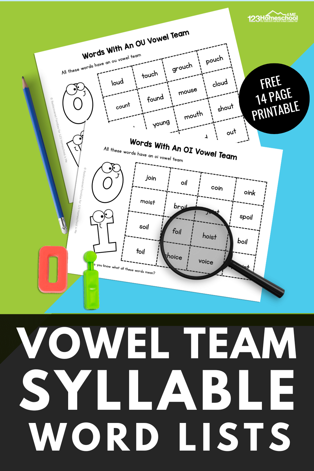 Vowel Team Syllable Word Lists (Free Printable)