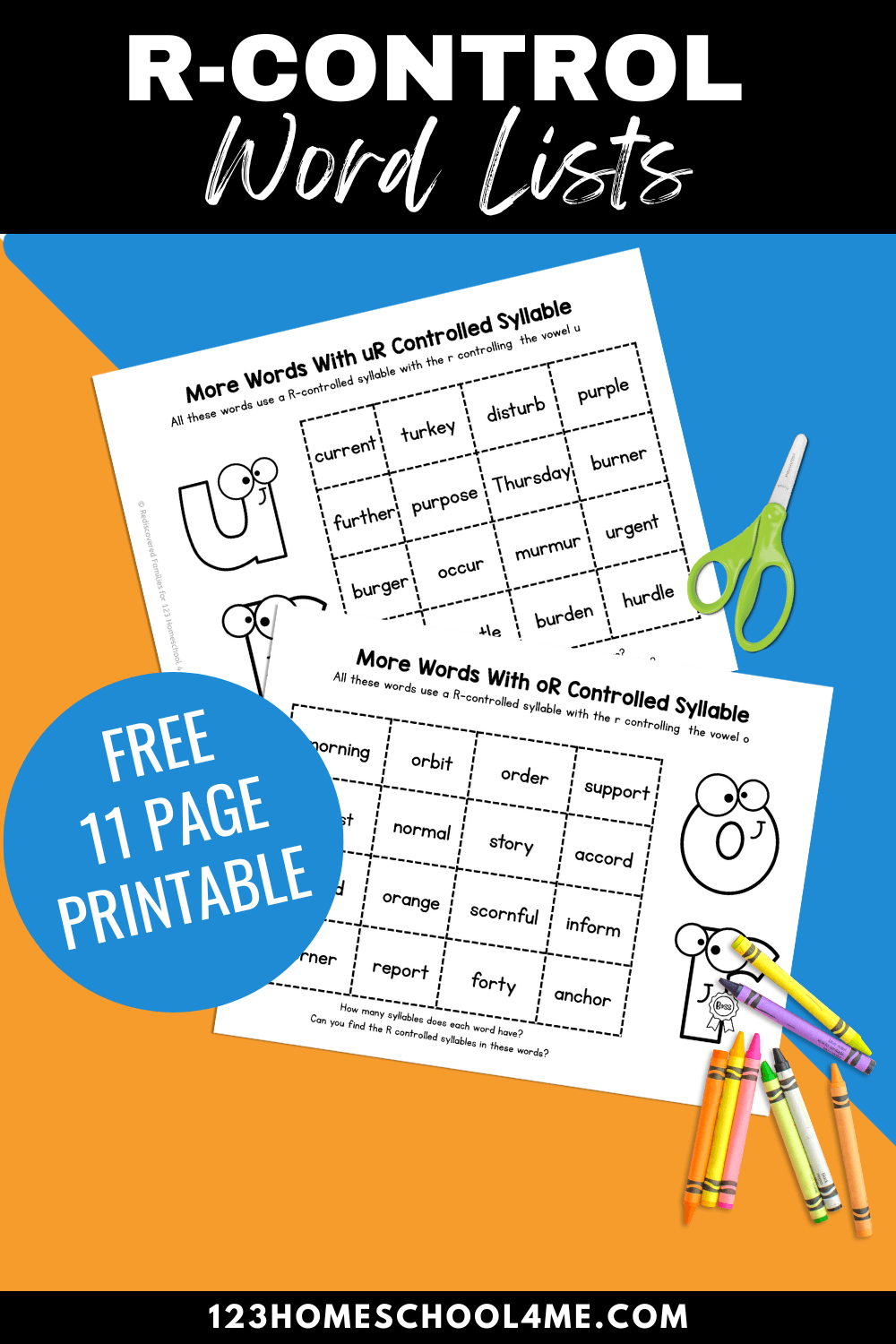 R-Controlled Syllable Word Lists (Free Printable)