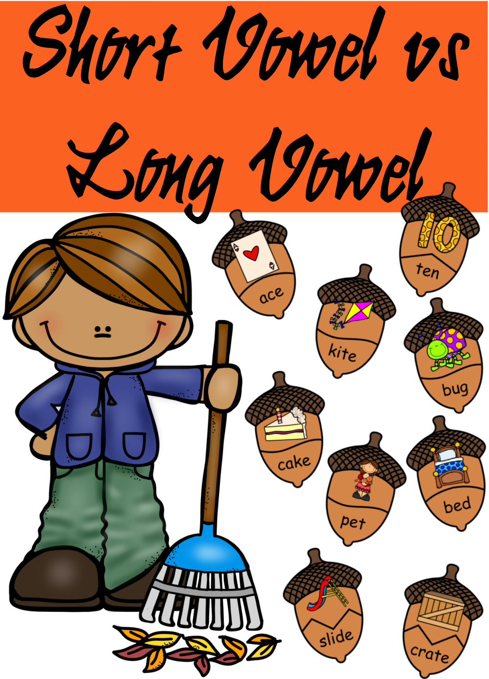 FREE Printable Acorn Long and Short Vowels - Phonics Game for Kids