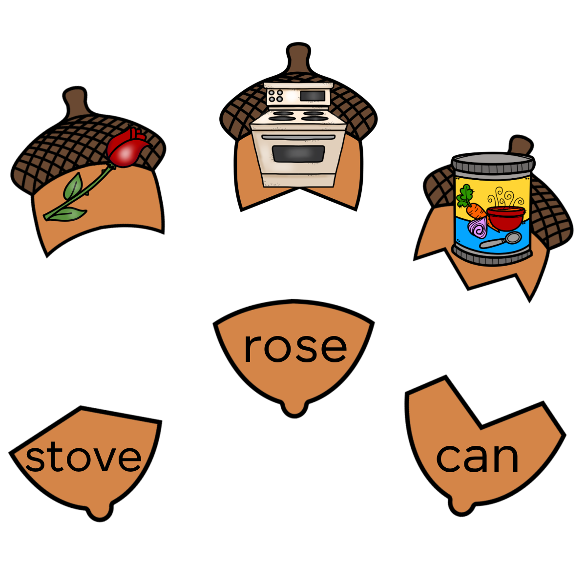 FREE Printable Acorn Long and Short Vowels - Phonics Game for Kids