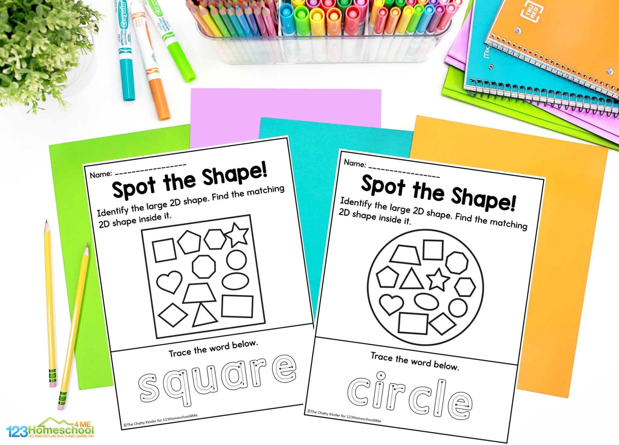 Spot the Shape - FREE Printable 2d Shape Worksheets