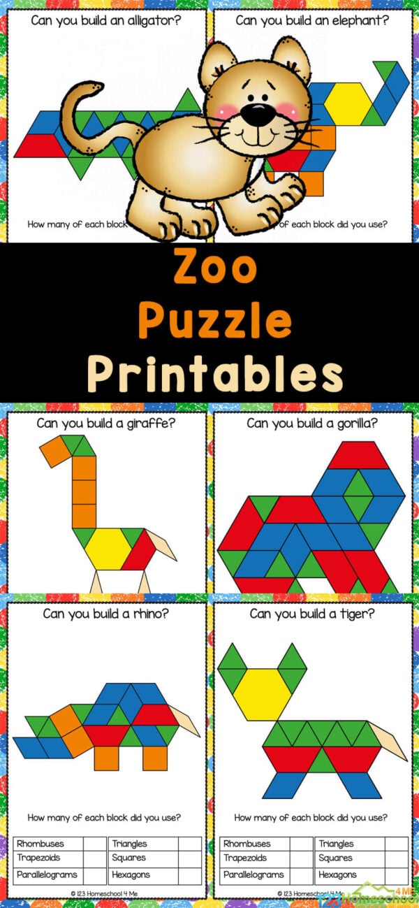 Zoo Shape Pictures - FREE Printable Pattern Block Templates!