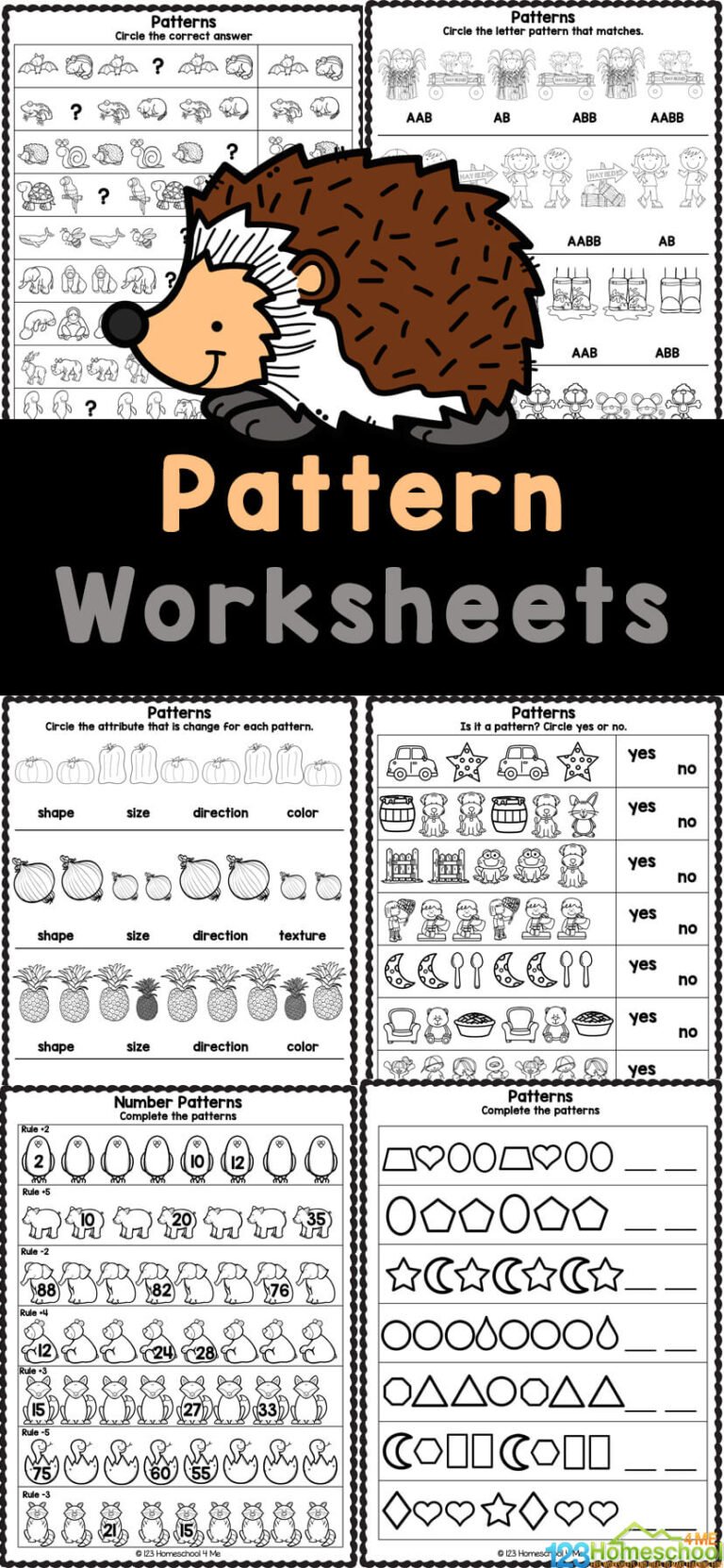 FREE Printable Animal Pattern Worksheets for Kindergarten