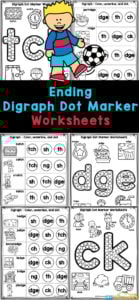 FREE Printable Consonant Digraphs Ch, Sh and Th Worksheets