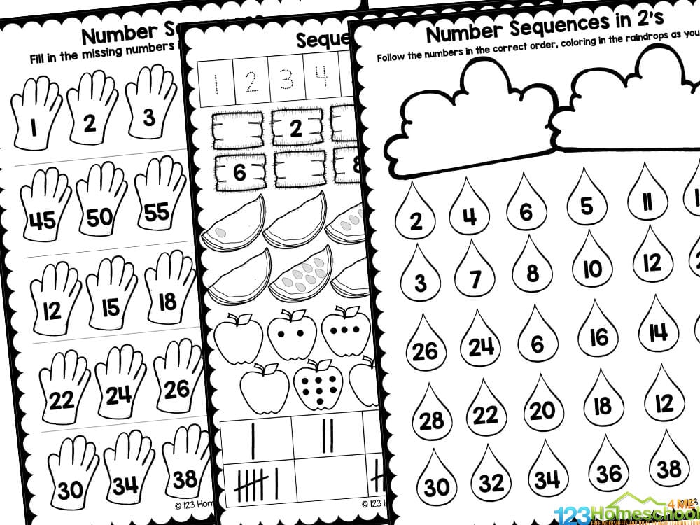 Free Number Sequencing Worksheets For Kindergarten