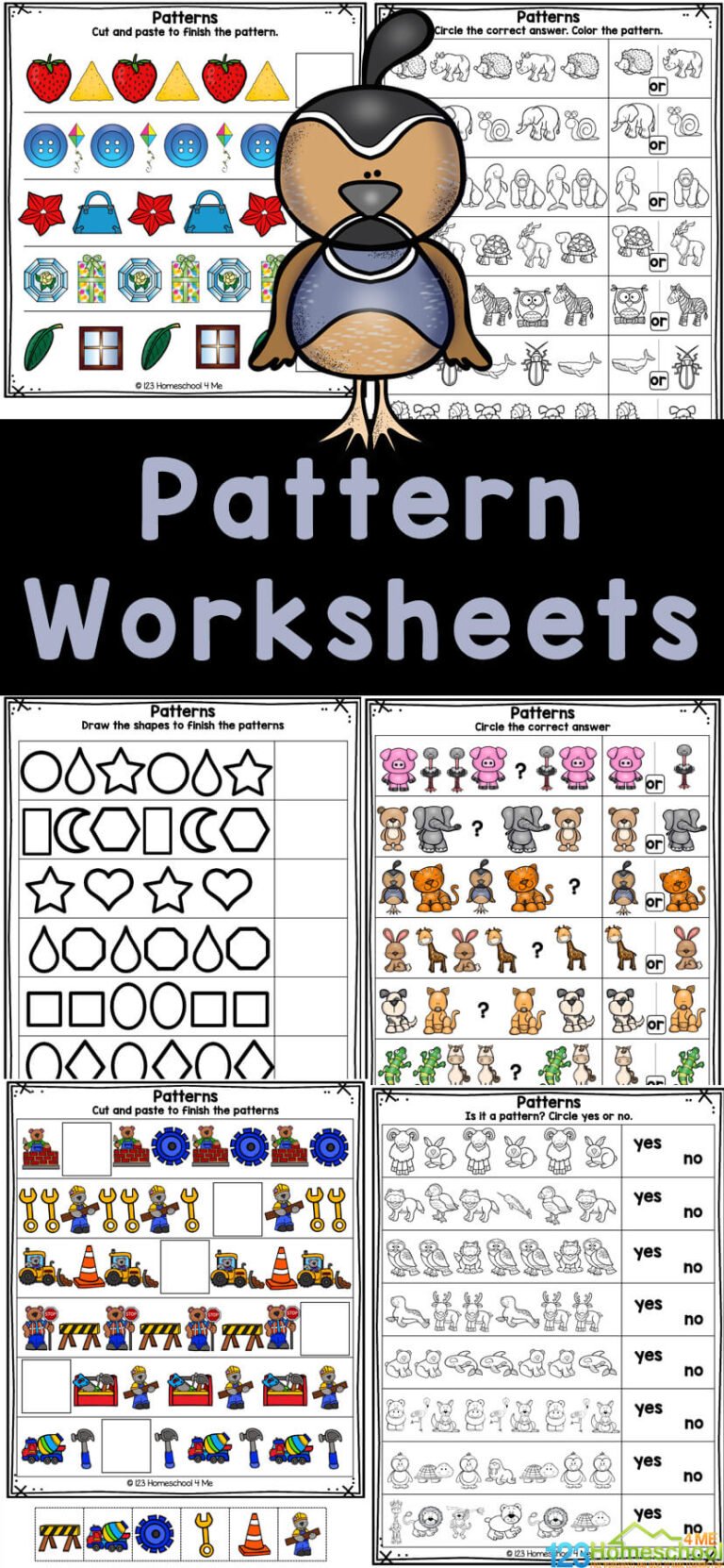 FREE Printable Animal Pattern Worksheets for Kindergarten