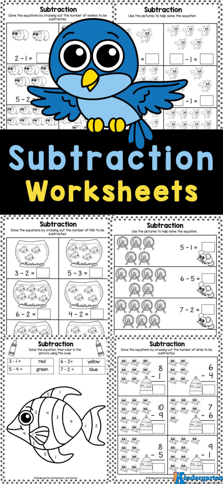 Subtraction Worksheets for Grade 1 Math