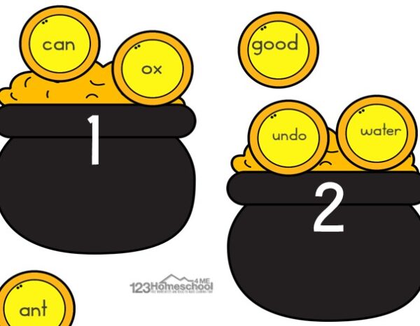 FREE Printable Pot of Gold Learning Syllables Game