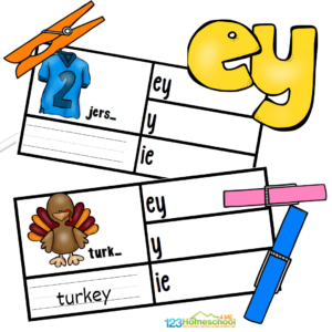 Y, EY, and IE at the End of Words Activity