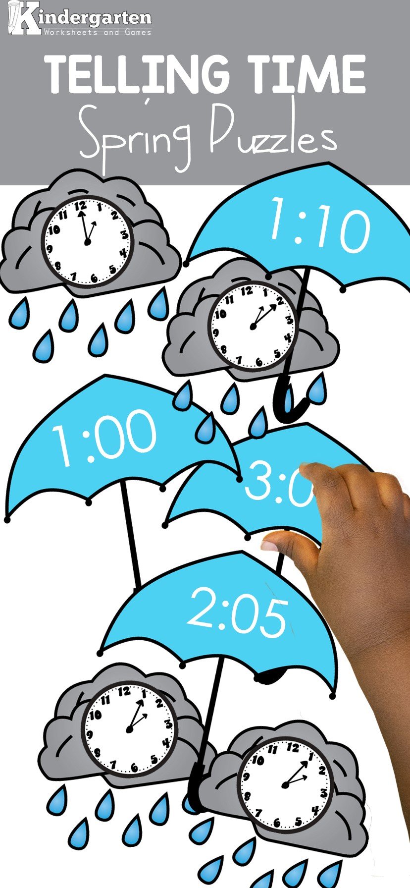Free Spring Clock Matching - Telling Time Practice Activities for 2nd Grade