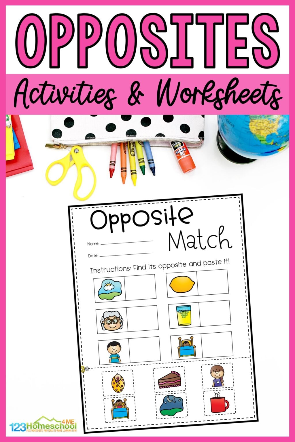 FREE Opposites Worksheets and Activity for Preschool and Kindergarten