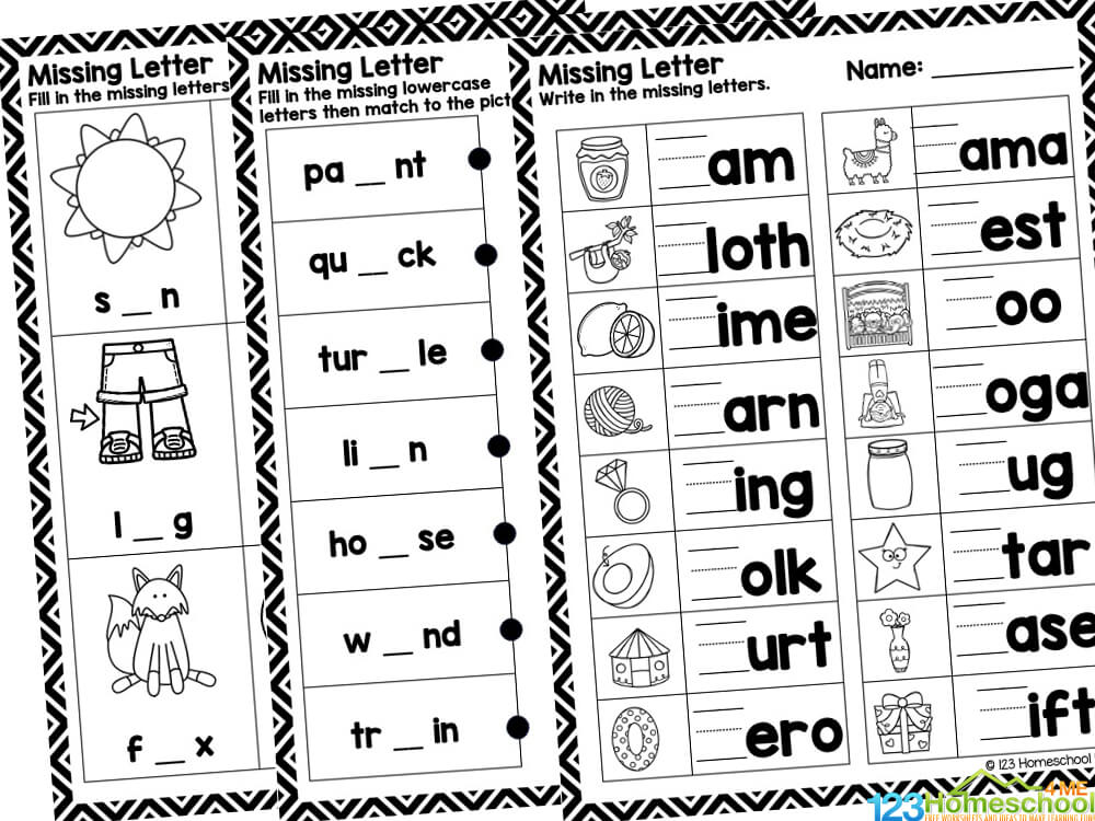 Fill in the Missing Alphabet Letter Worksheets for Kindergarten