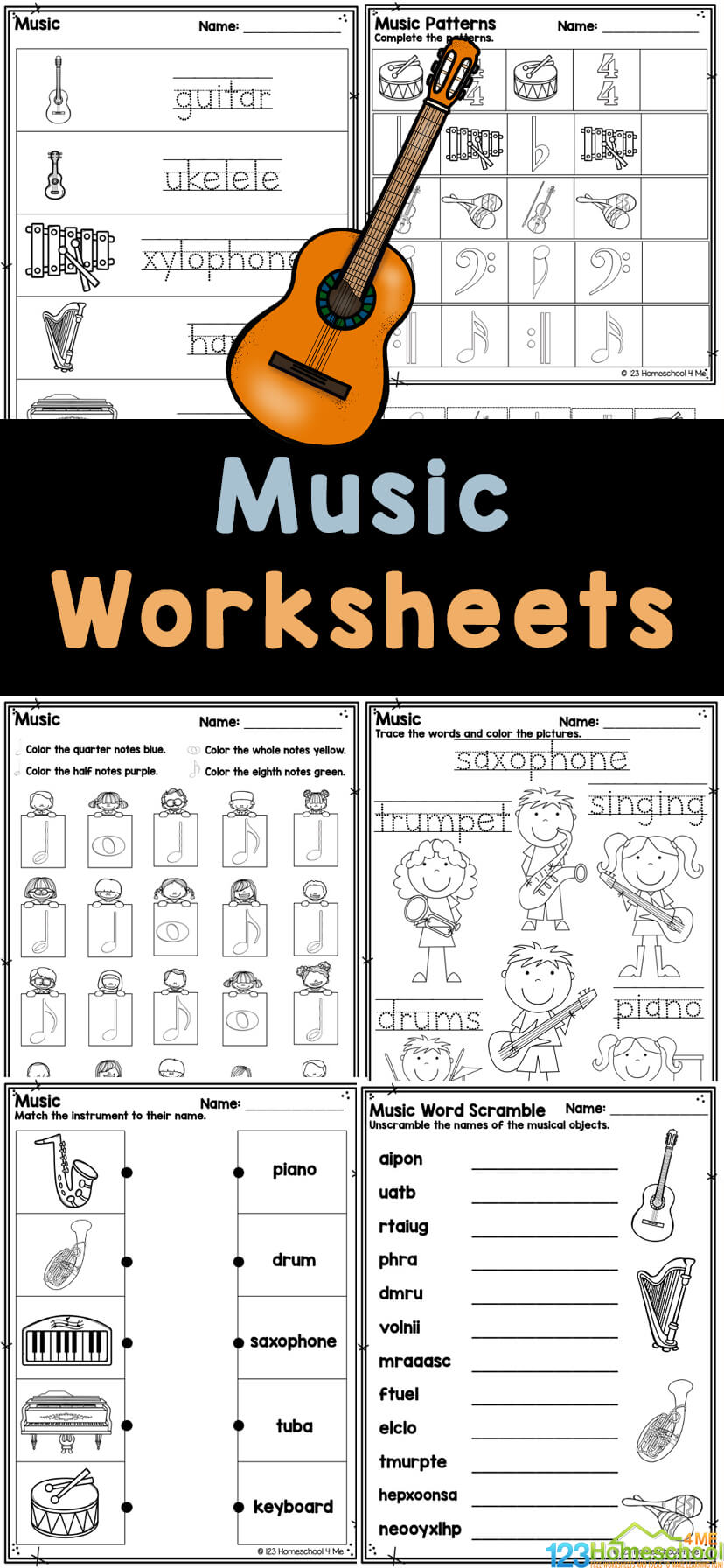 🎵 FREE Fun Music Worksheets - Musical Instruments, Theory, & More!