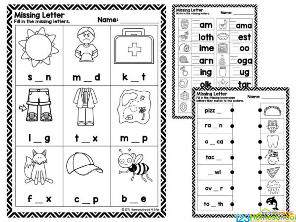 Fill in the Missing Alphabet Letter Worksheets for Kindergarten