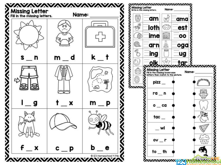 Fill in the Missing Alphabet Letter Worksheets for Kindergarten