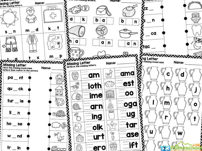 Fill in the Missing Alphabet Letter Worksheets for Kindergarten