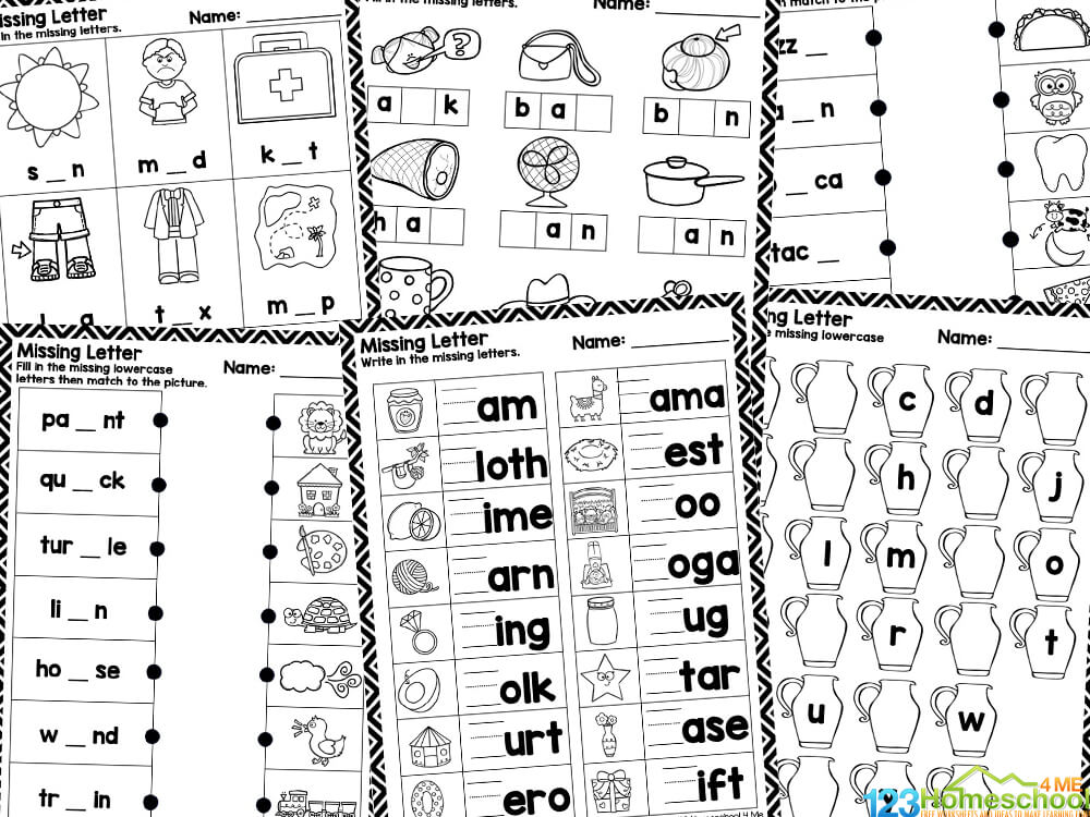 Fill in the Missing Alphabet Letter Worksheets for Kindergarten
