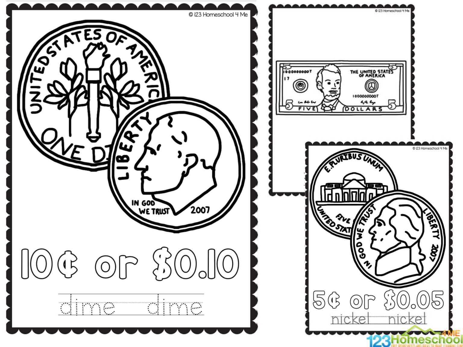 FREE Printable Money Coloring Pages