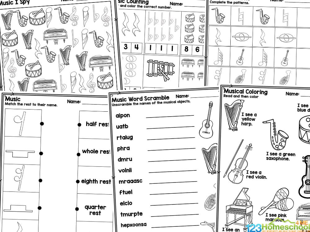 🎵 FREE Fun Music Worksheets - Musical Instruments, Theory, & More!