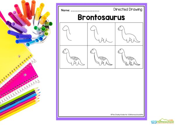🦕 How to Draw a Dinosaur Step-by-Step: 12 Directed Drawing Worksheets