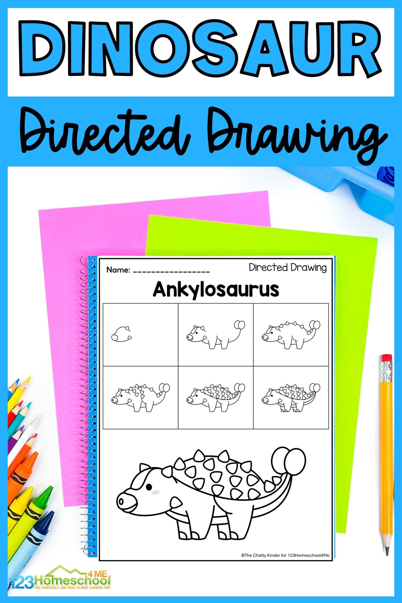 🦕 How to Draw a Dinosaur Step-by-Step: 12 Directed Drawing Worksheets