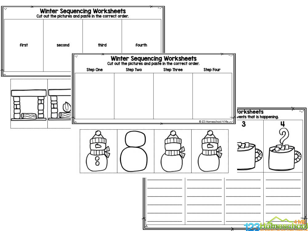 Winter Sequencing Worksheets for Preschoolers (Free)