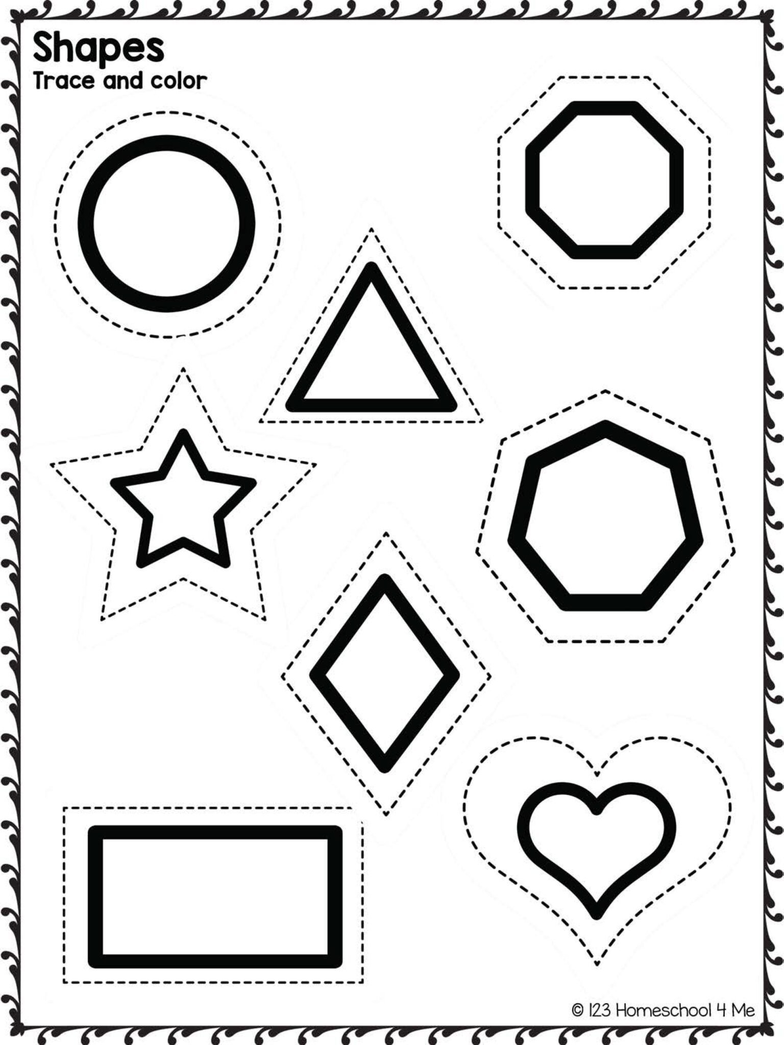 FREE Printable Shape Tracing & Recognition Worksheets for Kindergarten