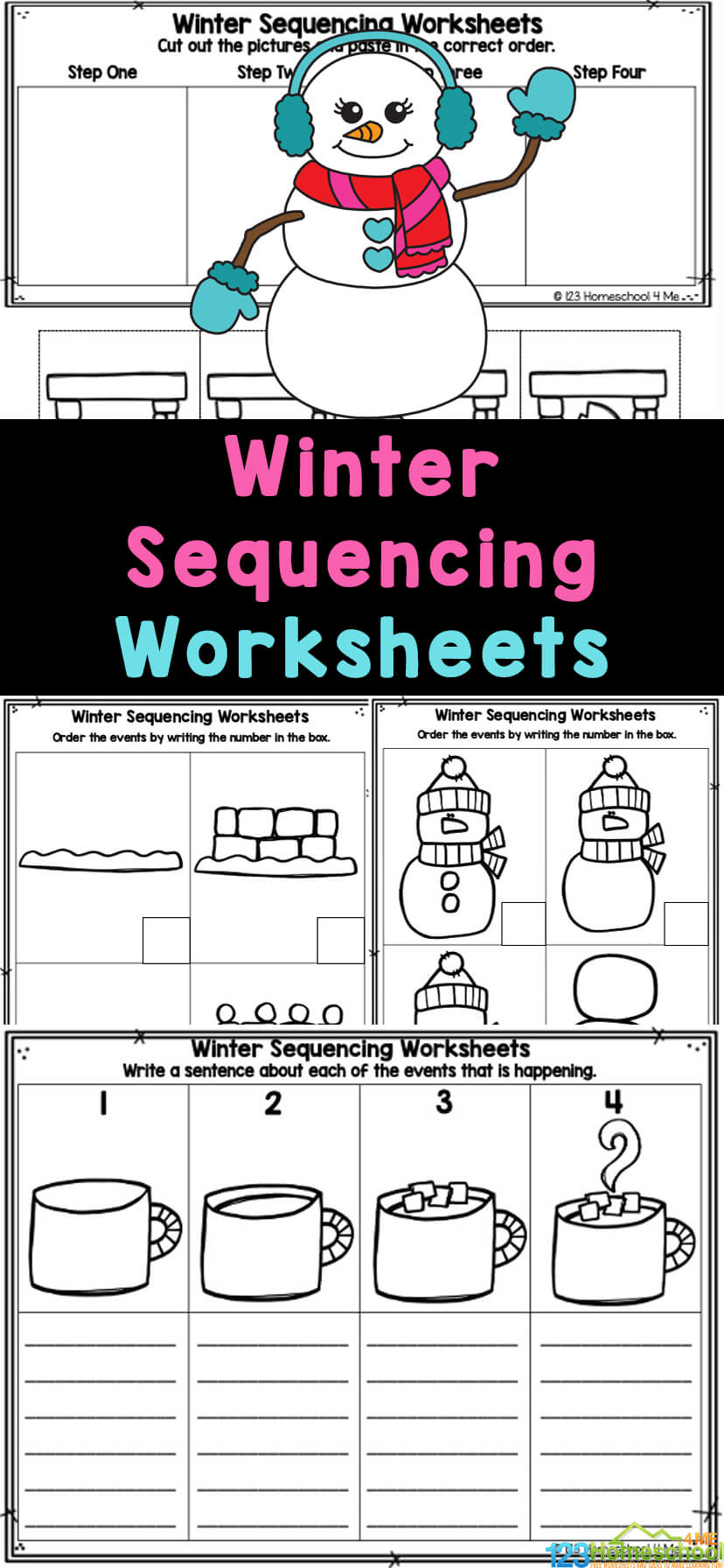 Winter Sequencing Worksheets for Preschoolers (Free)