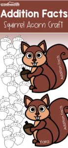 Fall Squirrel Math - Free Acorn Addition Activities for Kindergarten